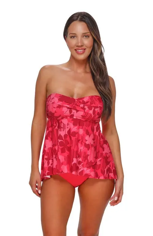 SUNSETS ESCAPE Molly Bandeau Tankini Swimsuit Top - Rambling Rose