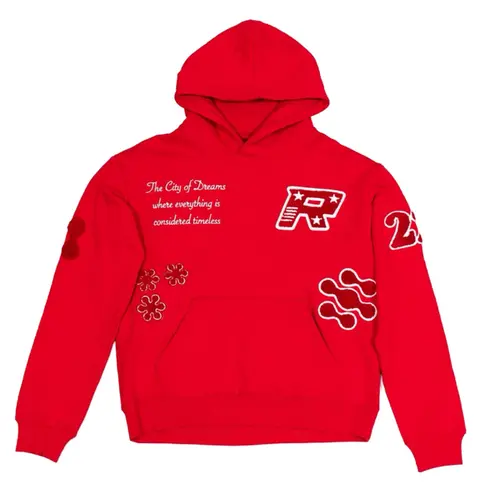 RETROVERT Embroidered Varsity Hoodie - Red