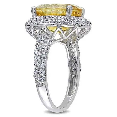 JULIANNA B. Gemstone & White Sapphire Double Halo Ring - Citrine