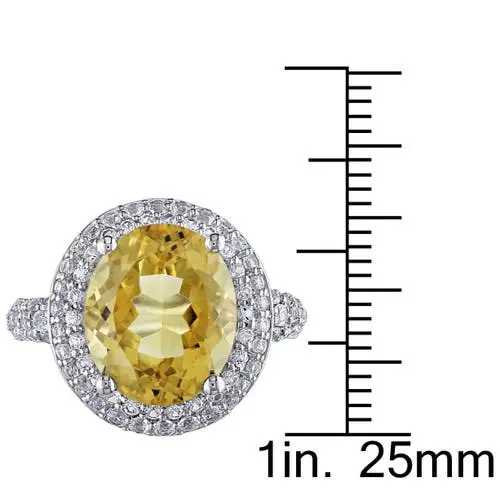 JULIANNA B. Gemstone & White Sapphire Double Halo Ring - Citrine