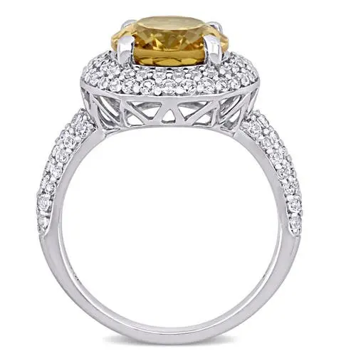 JULIANNA B. Gemstone & White Sapphire Double Halo Ring - Citrine
