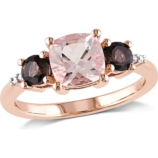 JULIANNA B. Smokey Quartz, Diamond, And Three-stone Ring - Morganite