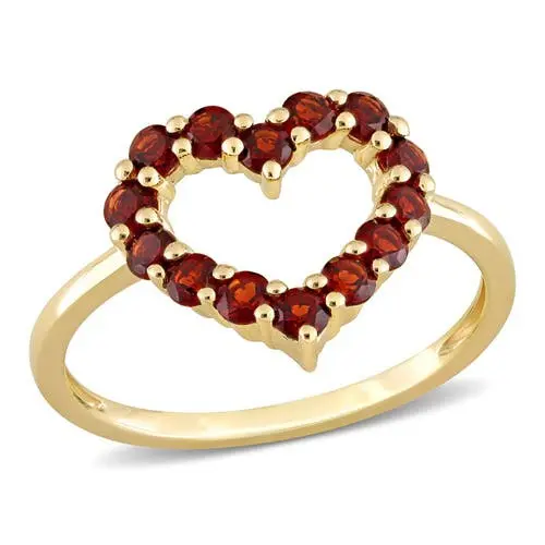 JULIANNA B. 10k Yellow Gold Heart Ring - Garnet