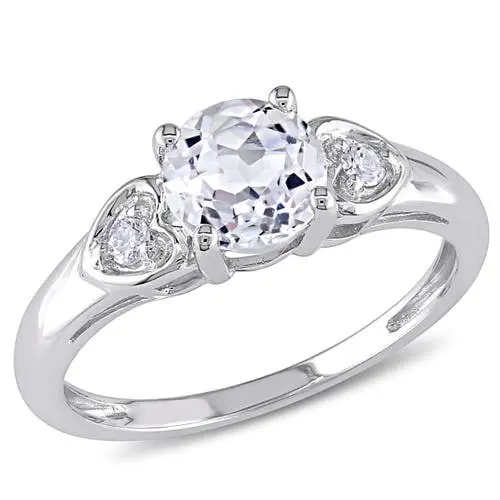 JULIANNA B. White Topaz And Diamond Engagement Ring - 10k White Gold