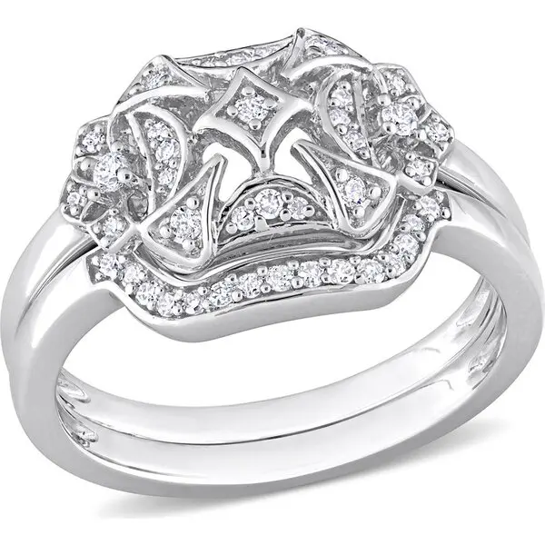 JULIANNA B. Diamond Vintage Bridal Ring Set - Sterling Silver