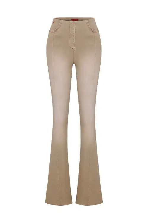 PCFG Coated Flare Pants - Beige