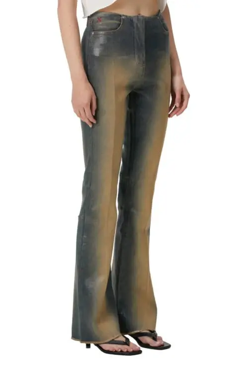PCFG Cotton Coated Flare Pants - Blue