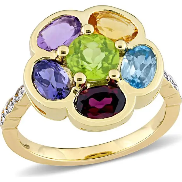 JULIANNA B. Multi-gem And Diamond Floral Ring - Yellow-plated