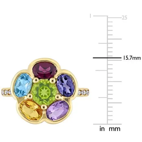 JULIANNA B. Multi-gem And Diamond Floral Ring - Yellow-plated