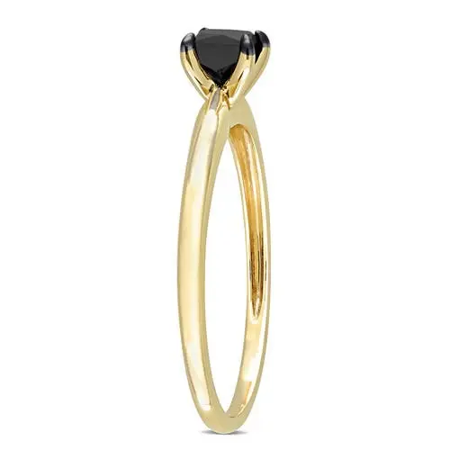 JULIANNA B. 10k Gold Black Diamond Solitaire Ring - 10k Yellow Gold