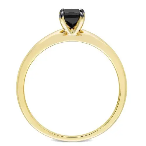 JULIANNA B. 10k Gold Black Diamond Solitaire Ring - 10k Yellow Gold