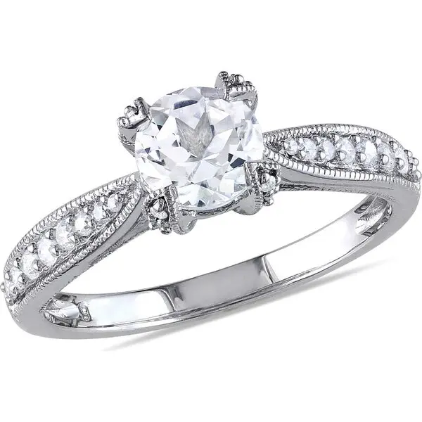 JULIANNA B. Created White Sapphire And Diamond Engagement Ring - Sterling Silver