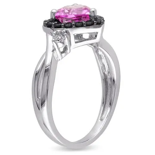 JULIANNA B. Sterling Silver Created Pink Sapphire Heart Ring