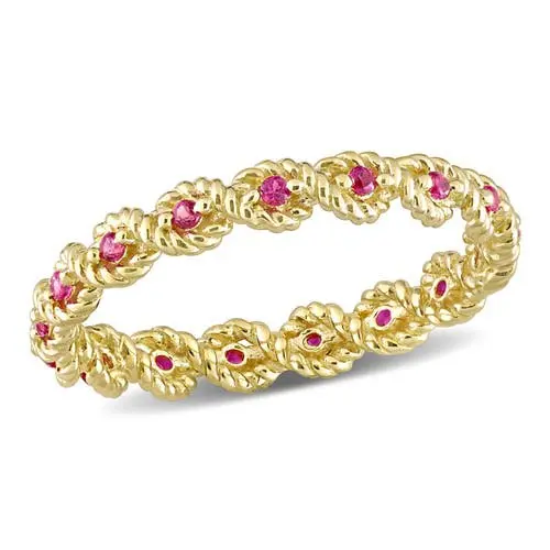 JULIANNA B. 10k Gold Created Gemstone Infinity Eternity Ring - Created Ruby