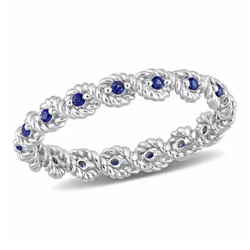 JULIANNA B. 10k Gold Created Gemstone Infinity Eternity Ring - Created Sapphire/white Gold