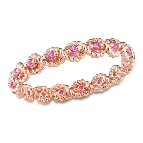 JULIANNA B. 10k Gold Created Gemstone Infinity Eternity Ring - Lab-created Sapphire/rose Gold