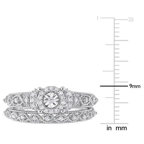 JULIANNA B. Diamond Double Row Halo Bridal Ring Set