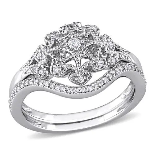 JULIANNA B. 1/5 Ctw Diamond Bridal Ring Set - Sterling Silver