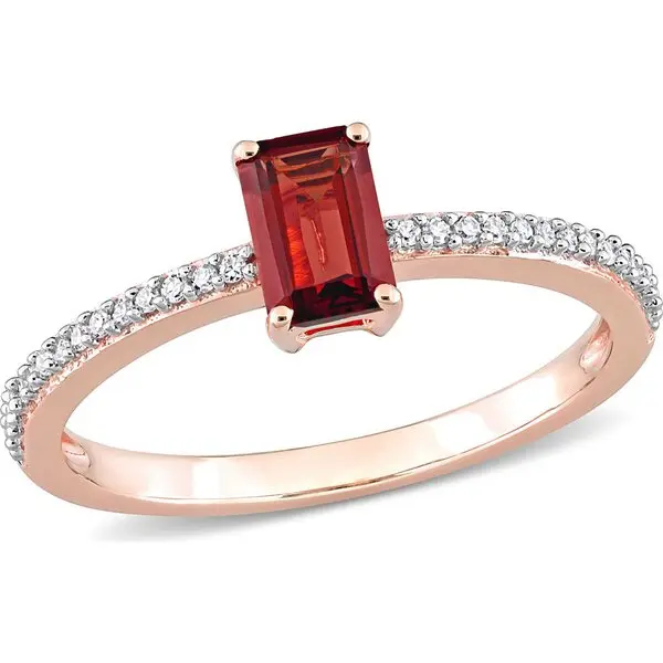 JULIANNA B. 10k Rose Gold Gemstone And Diamond Promise Ring - Garnet