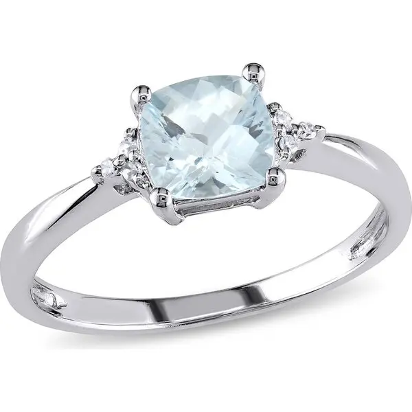 JULIANNA B. And Diamond 10k White Gold Ring - Aquamarine
