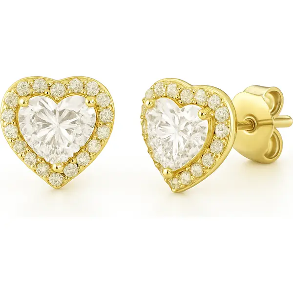 DONATELLO GIAN Sterling Silver Halo Heart Earrings - Gold