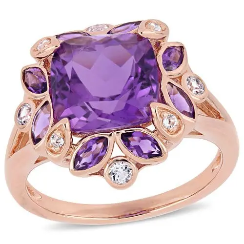 JULIANNA B. White Topaz And Floral Ring - Amethyst