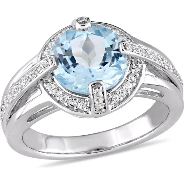 JULIANNA B. Blue And White Halo Ring - Topaz