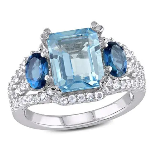 JULIANNA B. Sterling Silver Ring With Blue And Created White Sapphires - Topaz