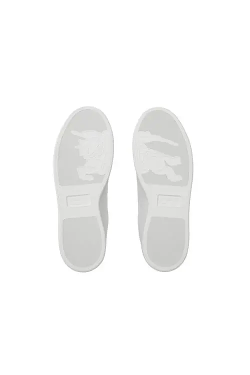 Burberry Embossed Check Leather Set Sneakers - Porcelain White