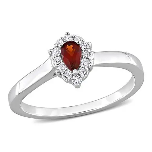 JULIANNA B. And Diamond Teardrop Halo Ring - Garnet