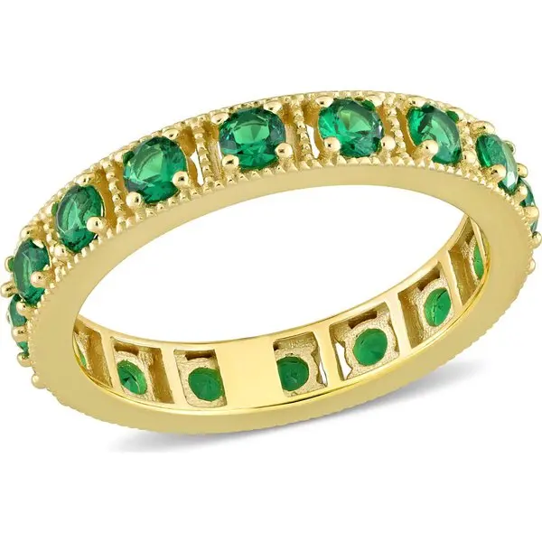 JULIANNA B. Cubic Zirconia Eternity Ring Sterling Silver - Green Cz/yellow-plated