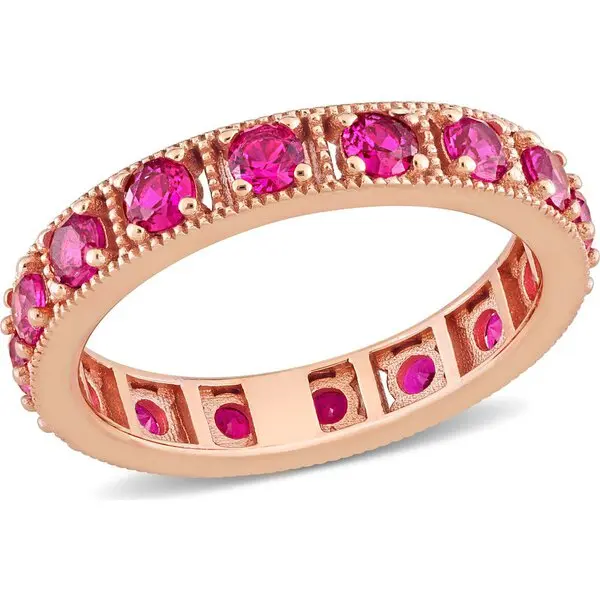 JULIANNA B. Cubic Zirconia Eternity Ring Sterling Silver - Pink Cz/rose-plated
