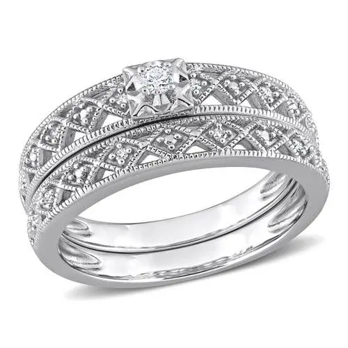 JULIANNA B. Diamond Filigree Bridal Ring Set - Sterling Silver