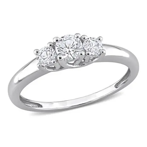 JULIANNA B. Created White Sapphire Three-stone Ring - 10k White Gold
