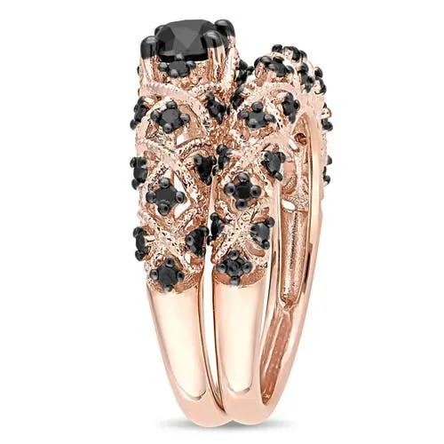 JULIANNA B. Rose Plated Sterling Silver Bridal Ring Set