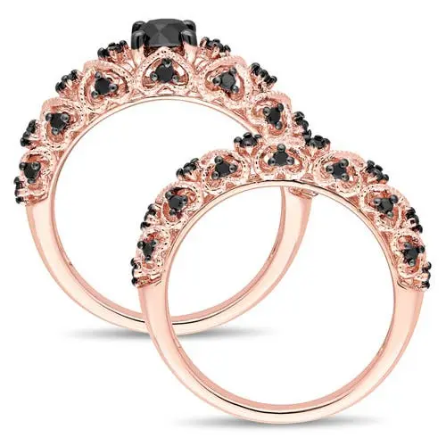 JULIANNA B. Rose Plated Sterling Silver Bridal Ring Set