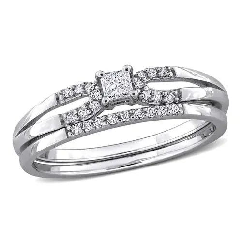 JULIANNA B. Diamond Bridal Ring Set - Sterling Silver