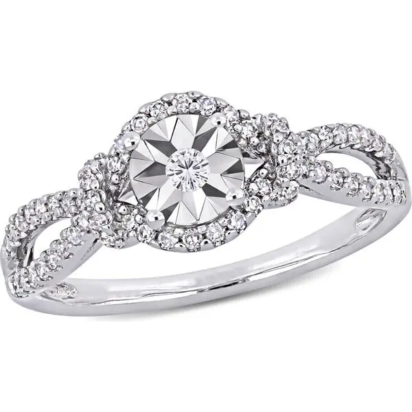 JULIANNA B. Diamond Crossover Engagement Ring - Sterling Silver