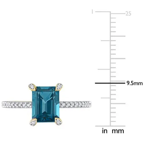 JULIANNA B. London Blue And Diamond 14k Yellow Gold Octagonal Ring