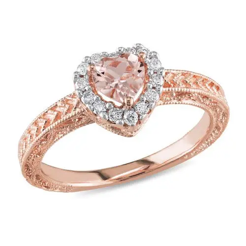 JULIANNA B. Diamond And Heart Halo Ring - Morganite