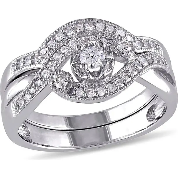 JULIANNA B. Diamond Crossover Bridal Ring Set - Sterling Silver