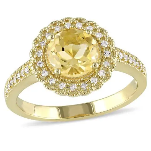 JULIANNA B. Gemstone And Diamond Halo Ring - Citrine