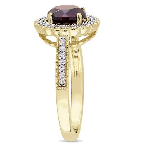 JULIANNA B. Gemstone And Diamond Halo Ring - Garnet
