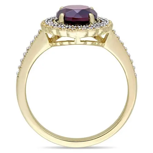 JULIANNA B. Gemstone And Diamond Halo Ring - Garnet