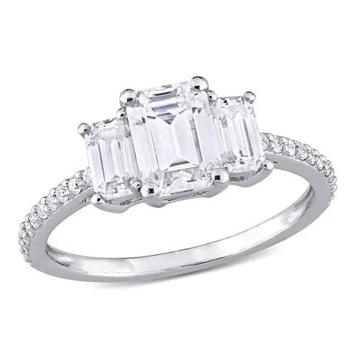 JULIANNA B. Moissanite Three-stone Engagement Ring - 10k White Gold