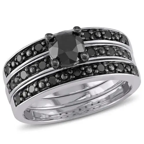 JULIANNA B. Black Bridal Ring Set - Diamond