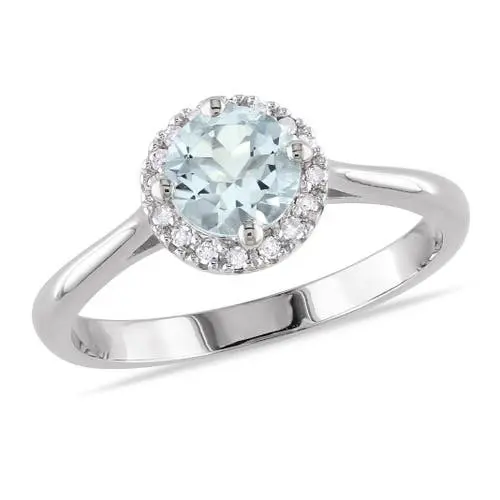 JULIANNA B. Gemstone And Diamond Halo Ring - Aquamarine
