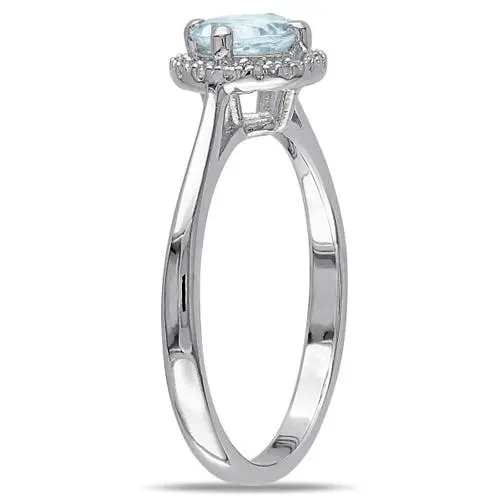 JULIANNA B. Gemstone And Diamond Halo Ring - Aquamarine