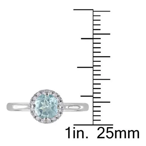 JULIANNA B. Gemstone And Diamond Halo Ring - Aquamarine