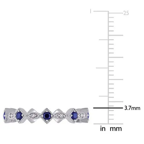 JULIANNA B. 10k Gold Gemstone And Diamond Eternity Ring - Created Sapphire/white Gold